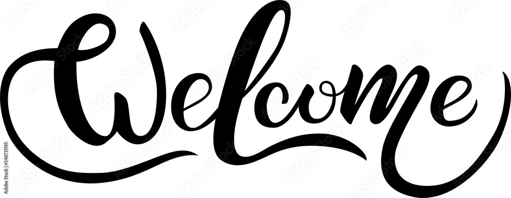 Vector hand written welcome text isolated on white background. Greeting ...