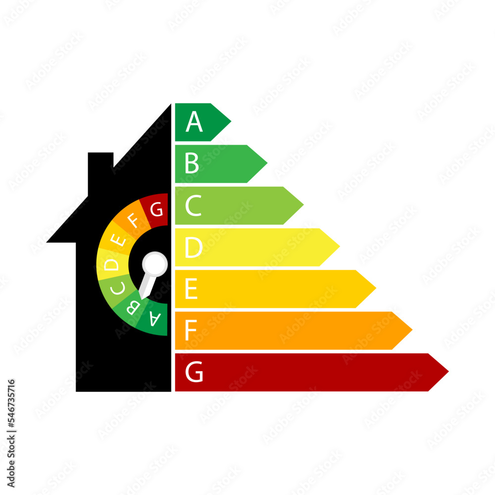 Vektorová grafika „Energy house. energy chart. 3d vector illustration ...