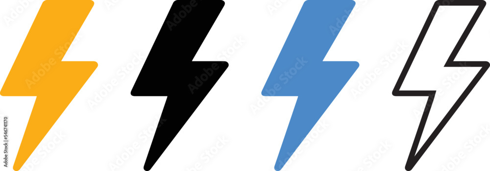 Flash lightning icons set. Flash icons collection. flash lightning ...