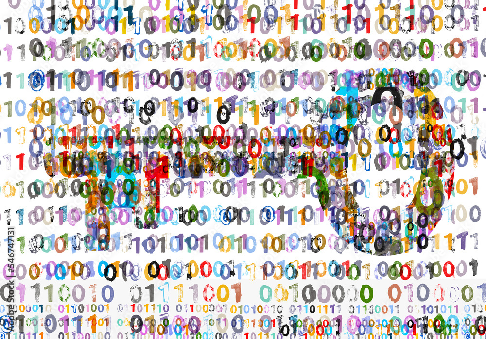 Cryptography Concept with Key and Binary Code in Hand painted Letters ...