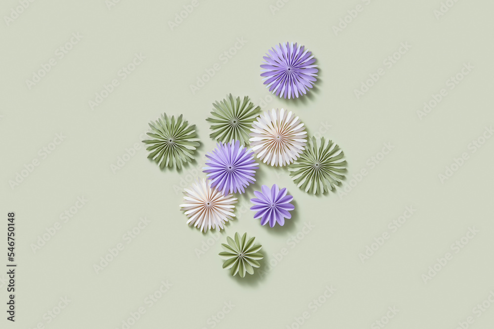 Colorful papercraft flowers on pastel background. Stock Photo | Adobe Stock