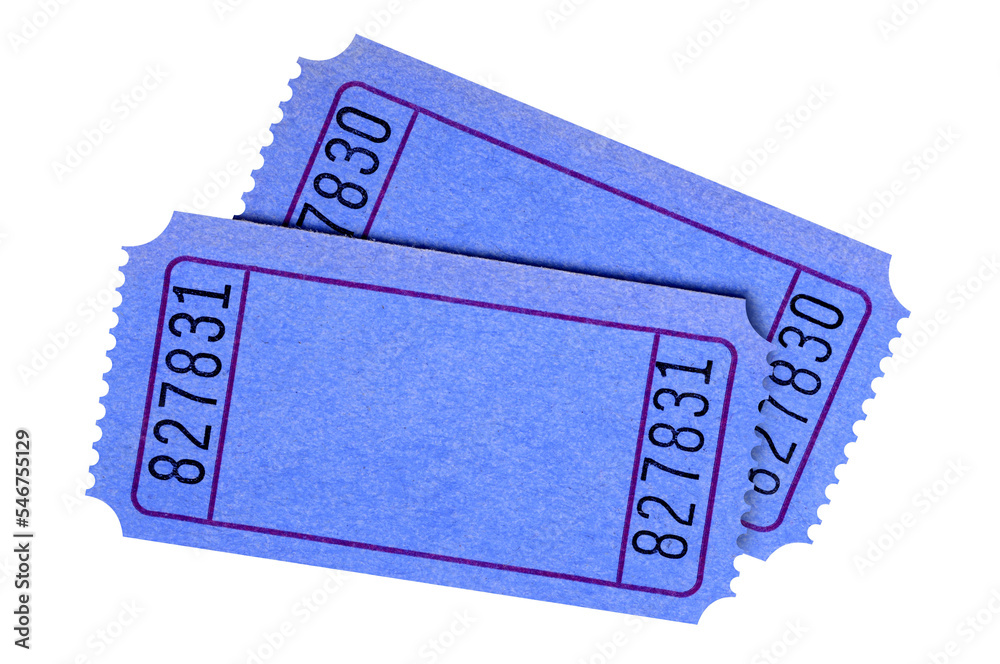 Two plain blank blue tickets stub isolated transparent background photo ...