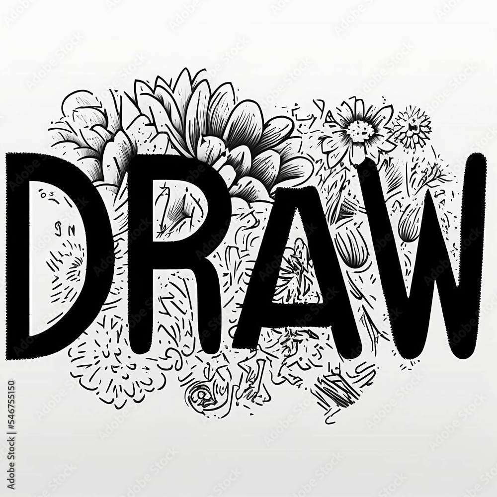 Draw Wordart Drawing | Created Using Midjourney and Photoshop Stock ...
