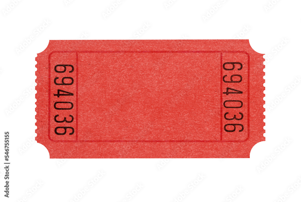 Blank red ticket flat one single isolated transparent background photo ...