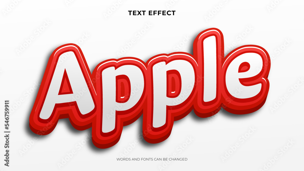 editable apple text effect, fruit style effect Stock Vector | Adobe Stock