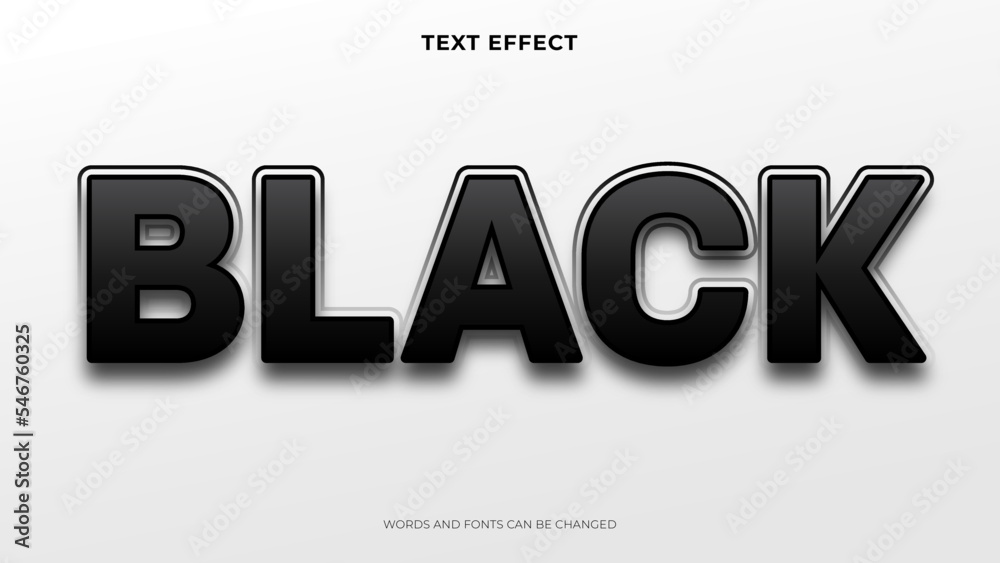 editable black text effect, text effect on white background Stock ...
