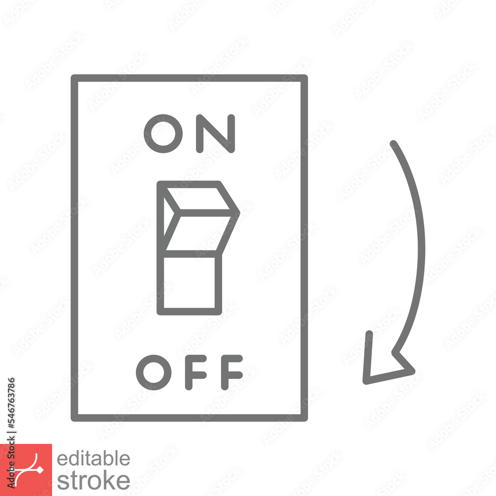 Vecteur Stock Light off, electric switch icon. Simple outline style. Power turn off button ...