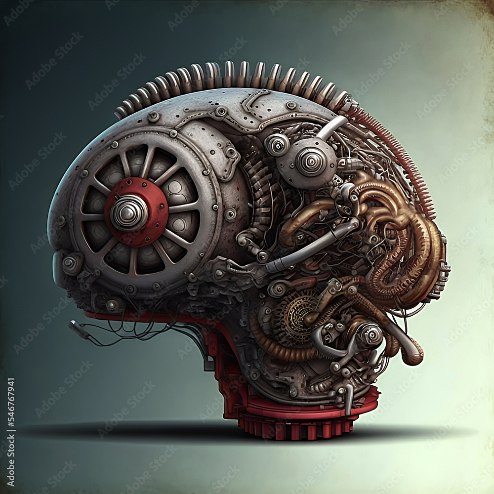 Mechanical brain Stock Illustration | Adobe Stock