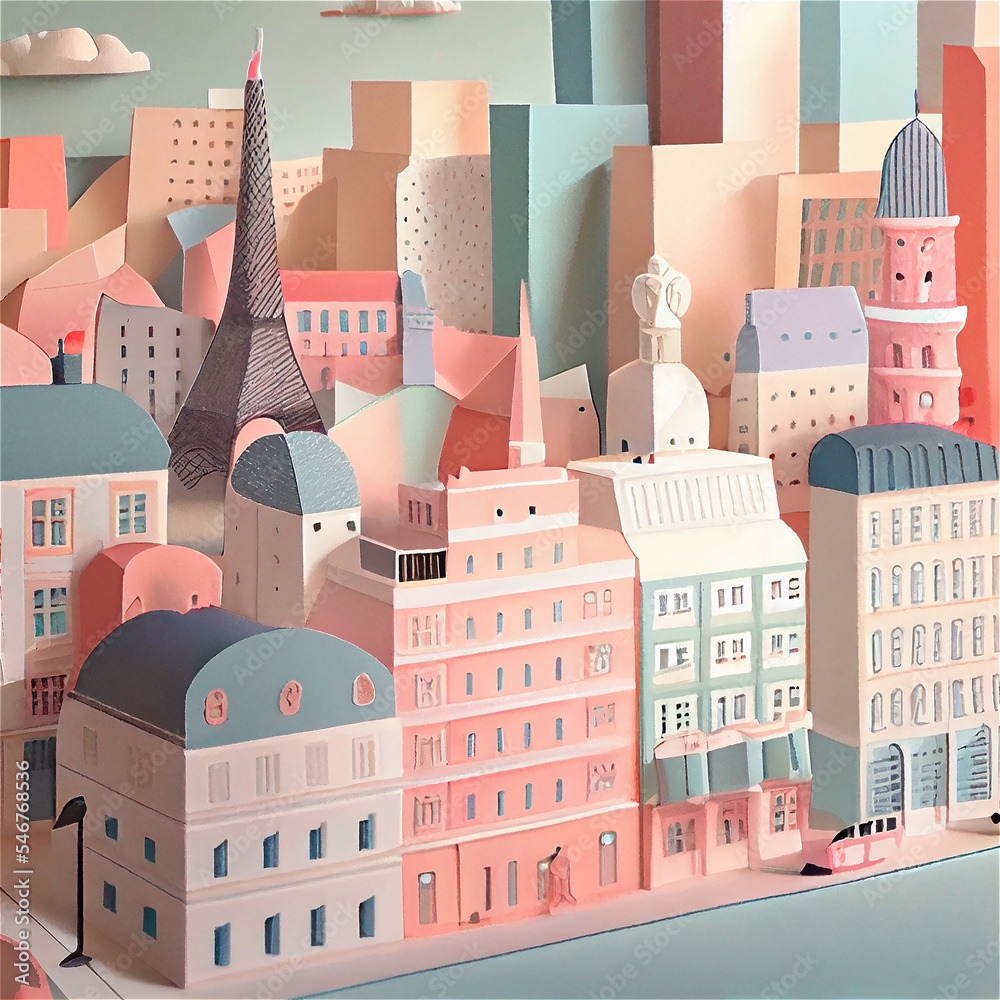 Paris origami Stock Illustration | Adobe Stock
