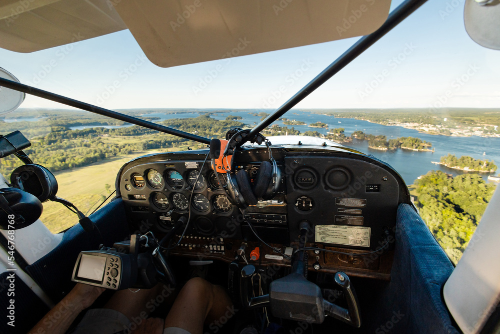 Wide Angle Of Cockpit In Small Plane Stock Photo | Adobe Stock