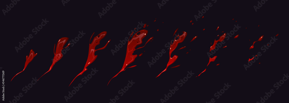 Poster Blood splash animation sprite sheet, cartoon red liquid swirls ...