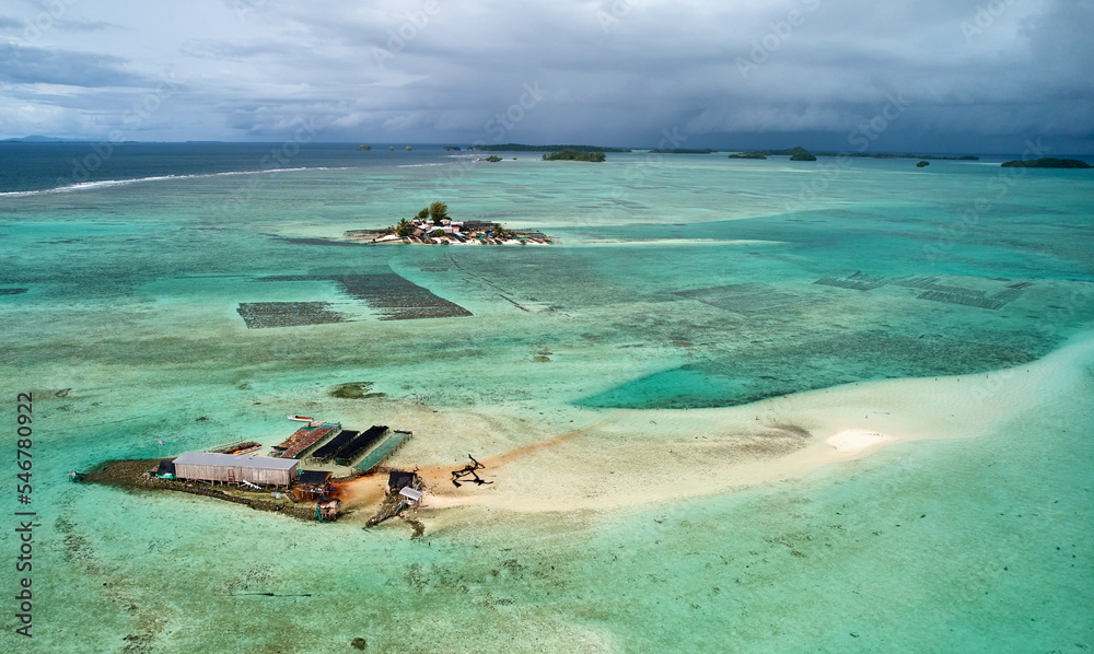 Global warming sea level rise ruins low-lying Pacific island Stock ...