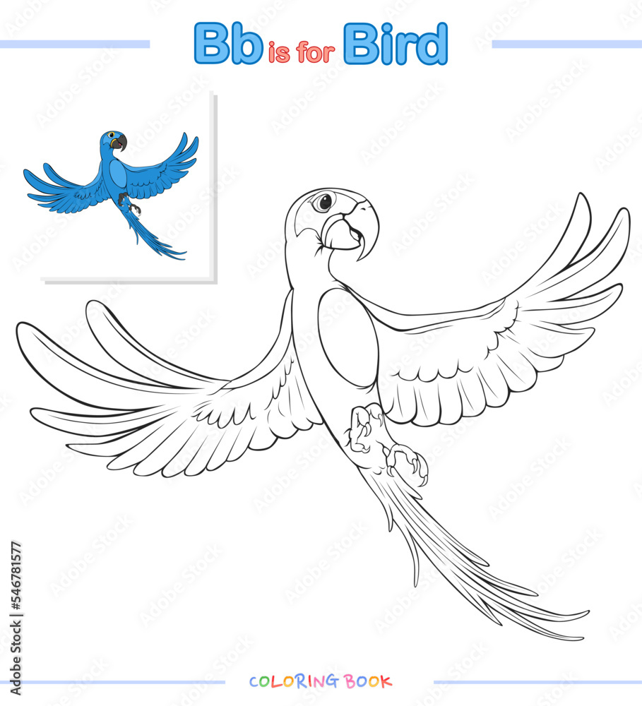 Kids Coloring Books or coloring pages Bird cartoon Stock Vector | Adobe ...