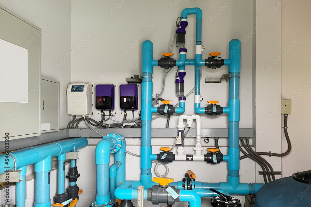 Image background of inside mechanical room of pipeline system for ...