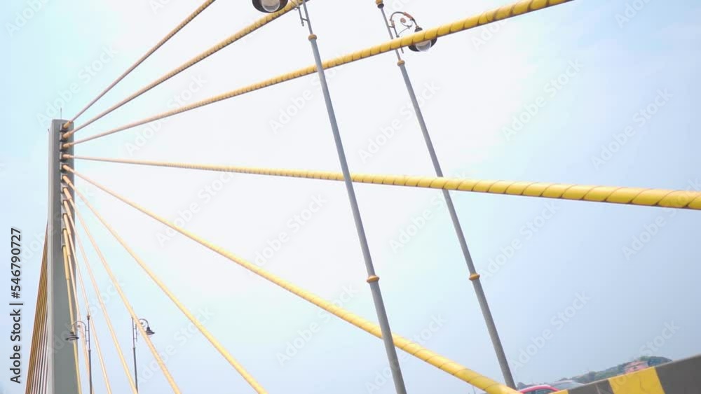View of the cables of the Atal setu bridge at Goa in India as seen from ...