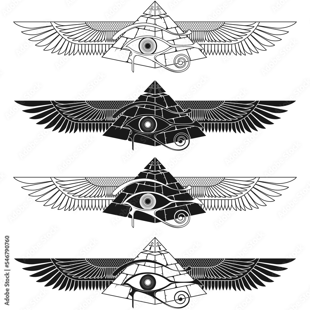 Winged pyramid design with eye of horus Stock Vector | Adobe Stock