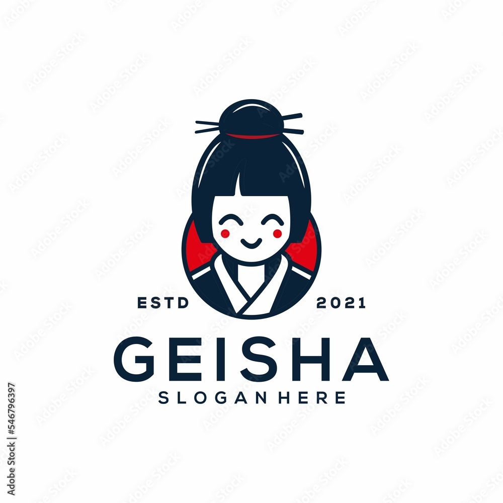 geisha logo design Stock Illustration | Adobe Stock
