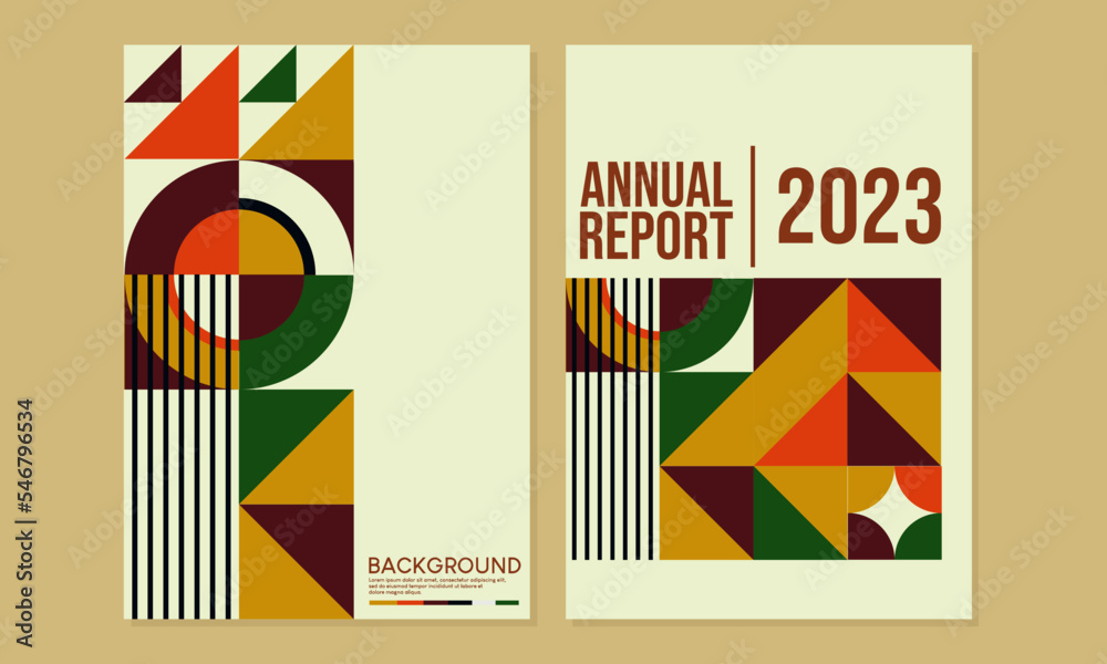 Bauhaus retro annual report cover design set. Abstract geometric ...