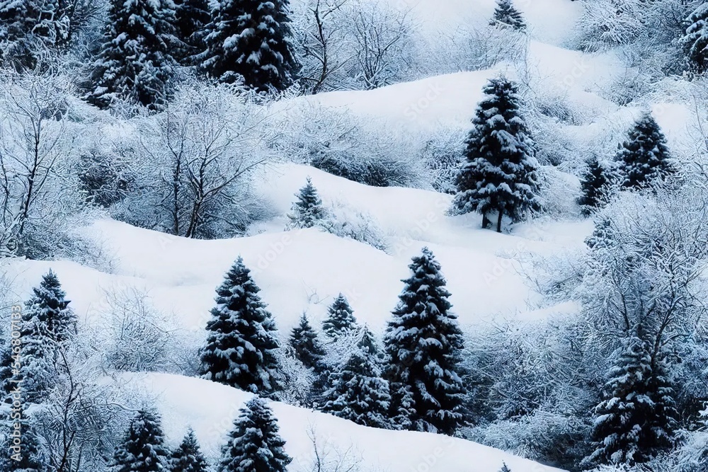 Snow Covered Trees Winter Landscape Seamless Texture Pattern Tiled ...
