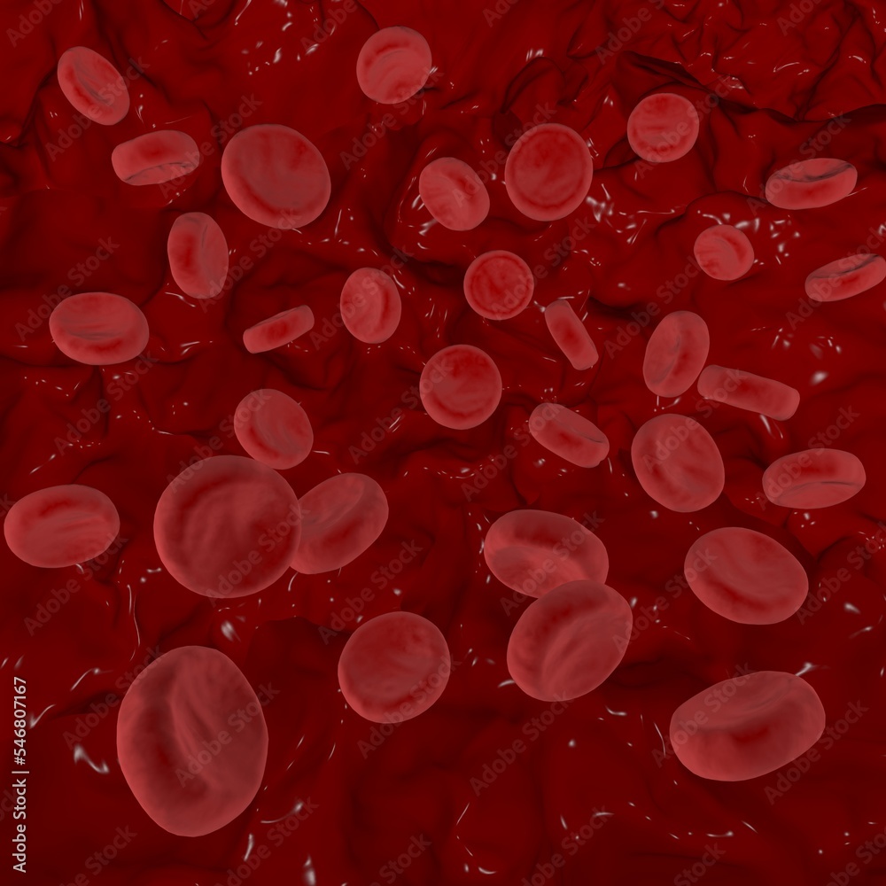 Blood cells flying through arteries. Circulating hemoglobin blood ...