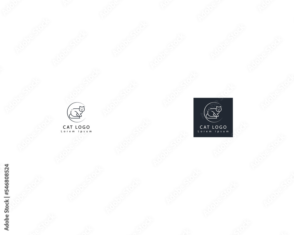 Sitting Cat logo design template vector, line of pet logo design ...