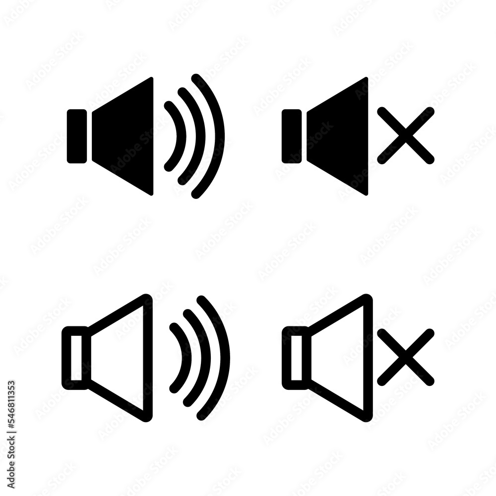 Sound on and off symbol vector and outline isolated on white background ...