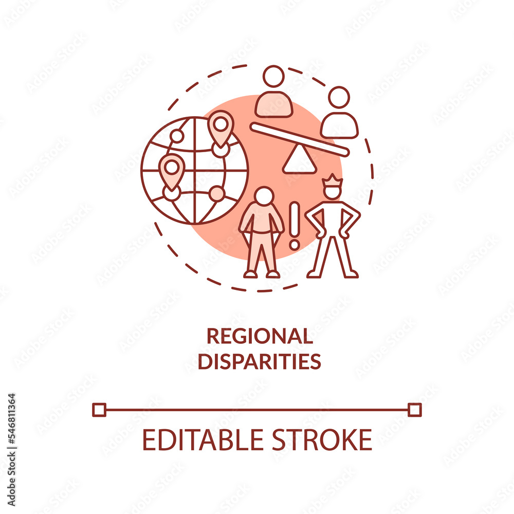 Vetor de Regional disparities red concept icon. Social equality ...