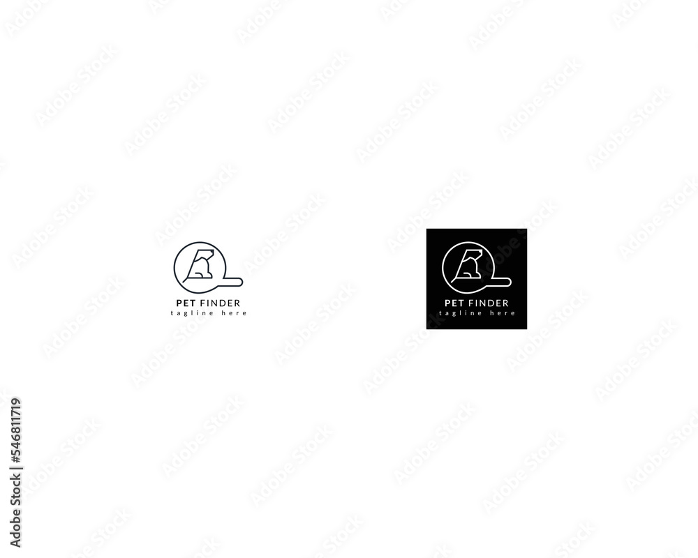 Pet finder detective monoline logo design template inspiration premium ...
