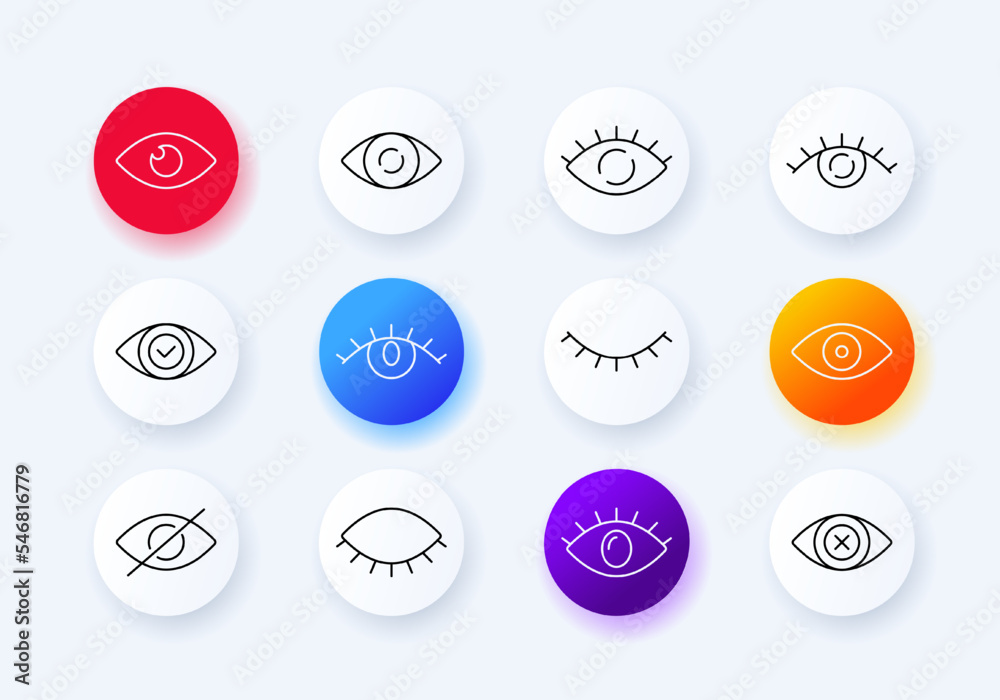 Human eye set icon. Ophthalmologist, eyesight, closed, tick, sight ...