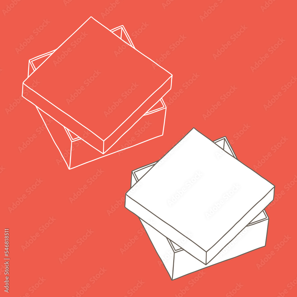 Open box mockup. Vector illustration. Empty cardboard container ...