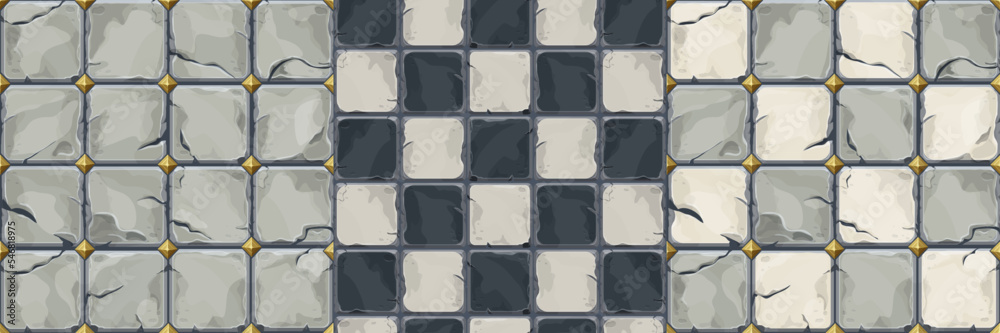 Set Stone wall from bricks, rock, game background in cartoon style ...
