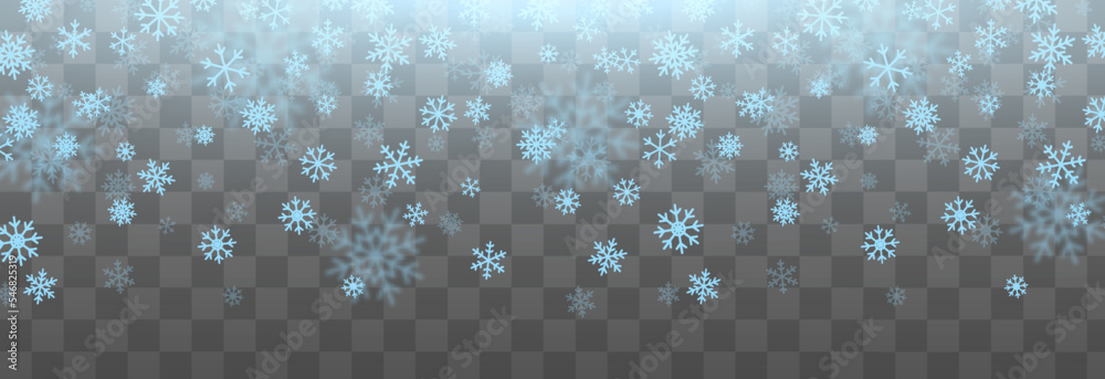 Vector blue snowflakes are falling from the sky. Snowflakes png, winter ...