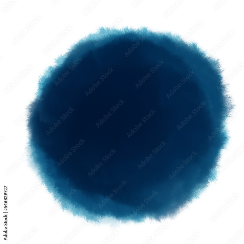Mancha de acuarela digital redonda en tonos azules oscuros, mancha ...