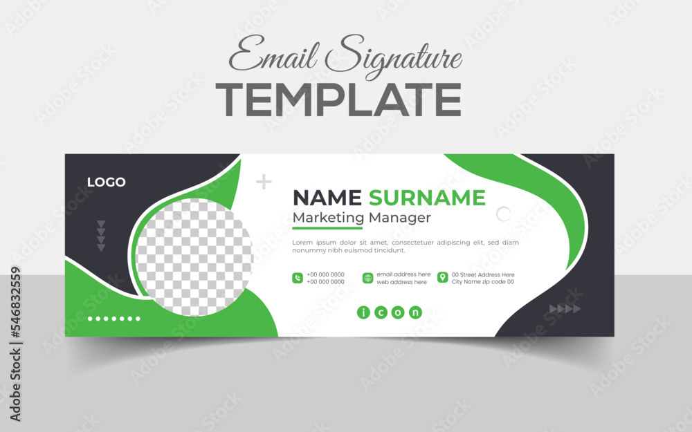 Corporate Email signature template or email footer and personal social ...