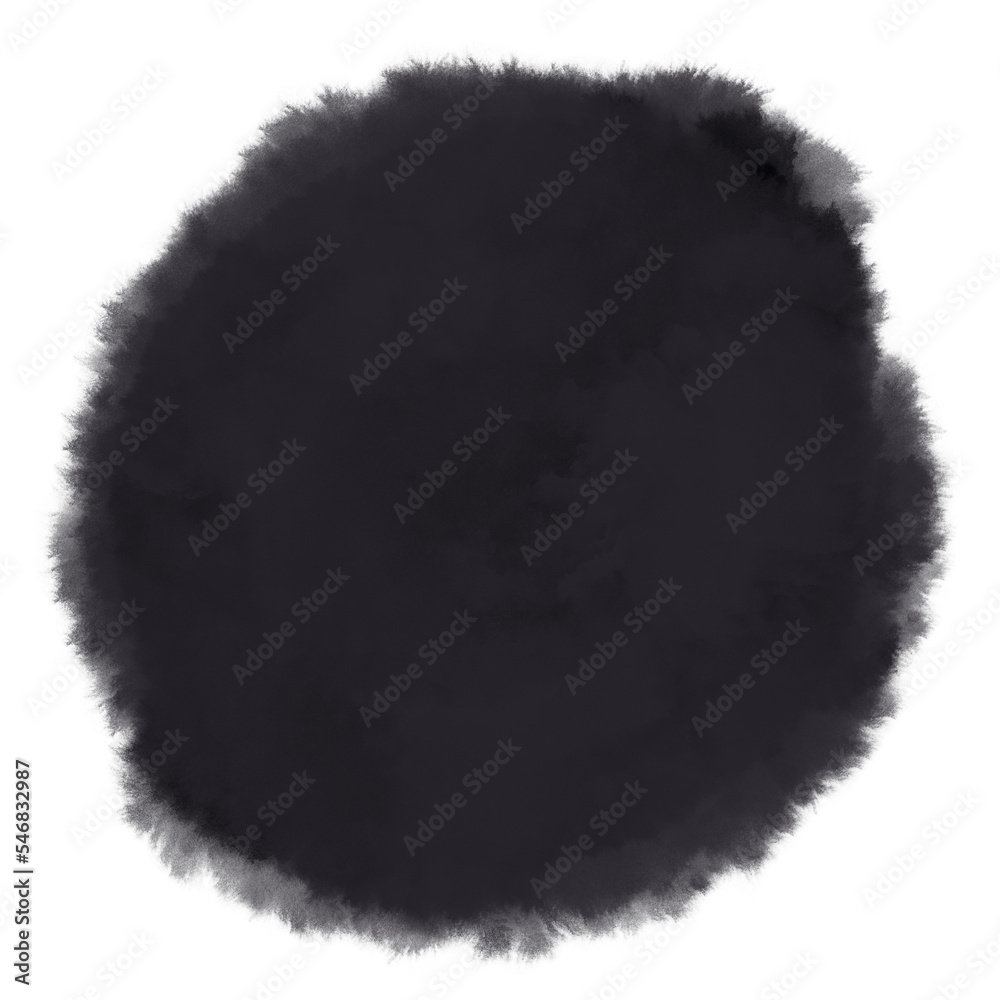 Mancha de acuarela digital redonda en tonos negros y grises oscuros ...