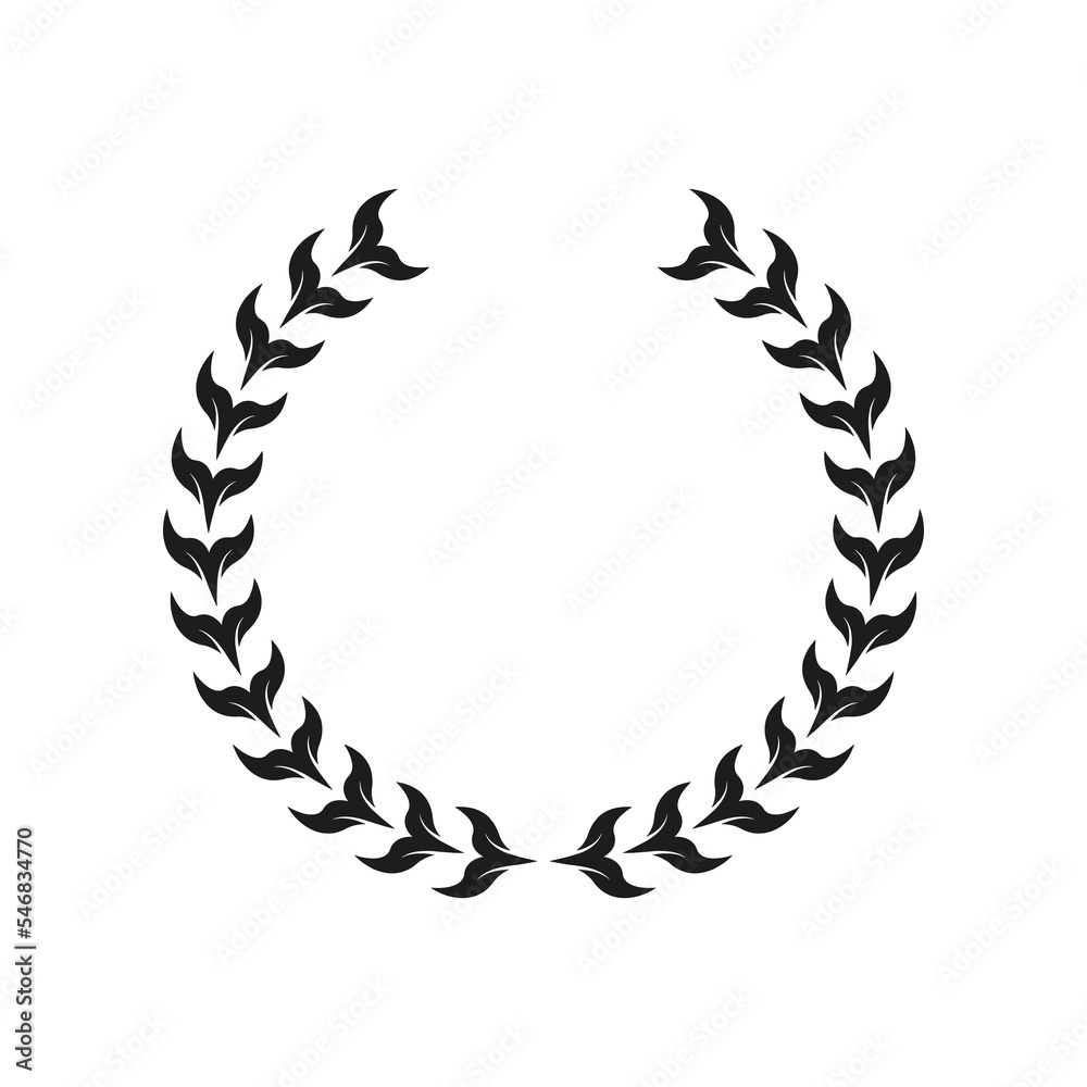 Laurel Wreath Reward Black Silhouette Icon. Olive Leaves Branch Trophy ...