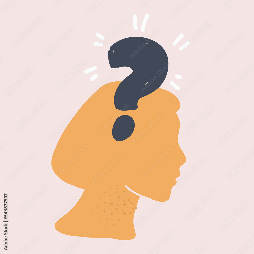 Vector illustration of Human head with question mark symbol inside ...
