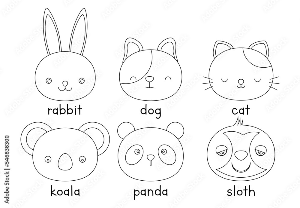 Cute animal coloring for kids. Educational page for preschool and ...