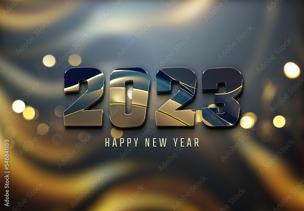 2023 Text with Glossy 3D Effect Mockup Stock Template | Adobe Stock