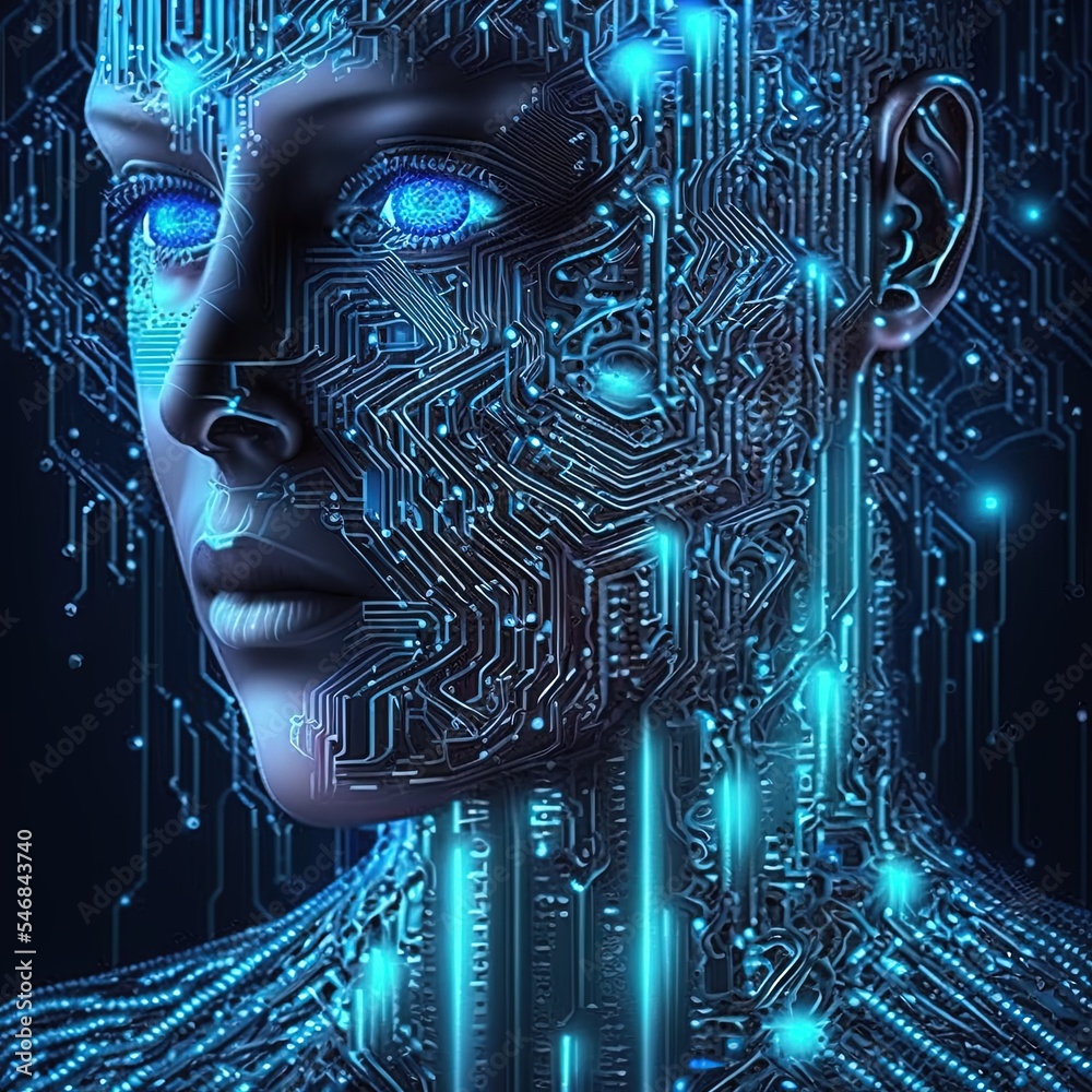 Artificial intelligence virtual woman characters portrait for concept ...