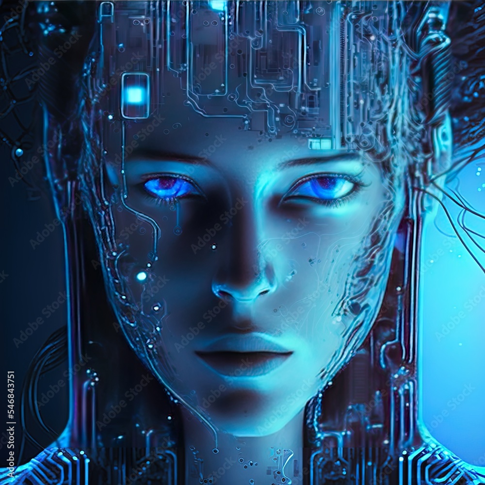 Artificial intelligence virtual woman characters portrait for concept ...