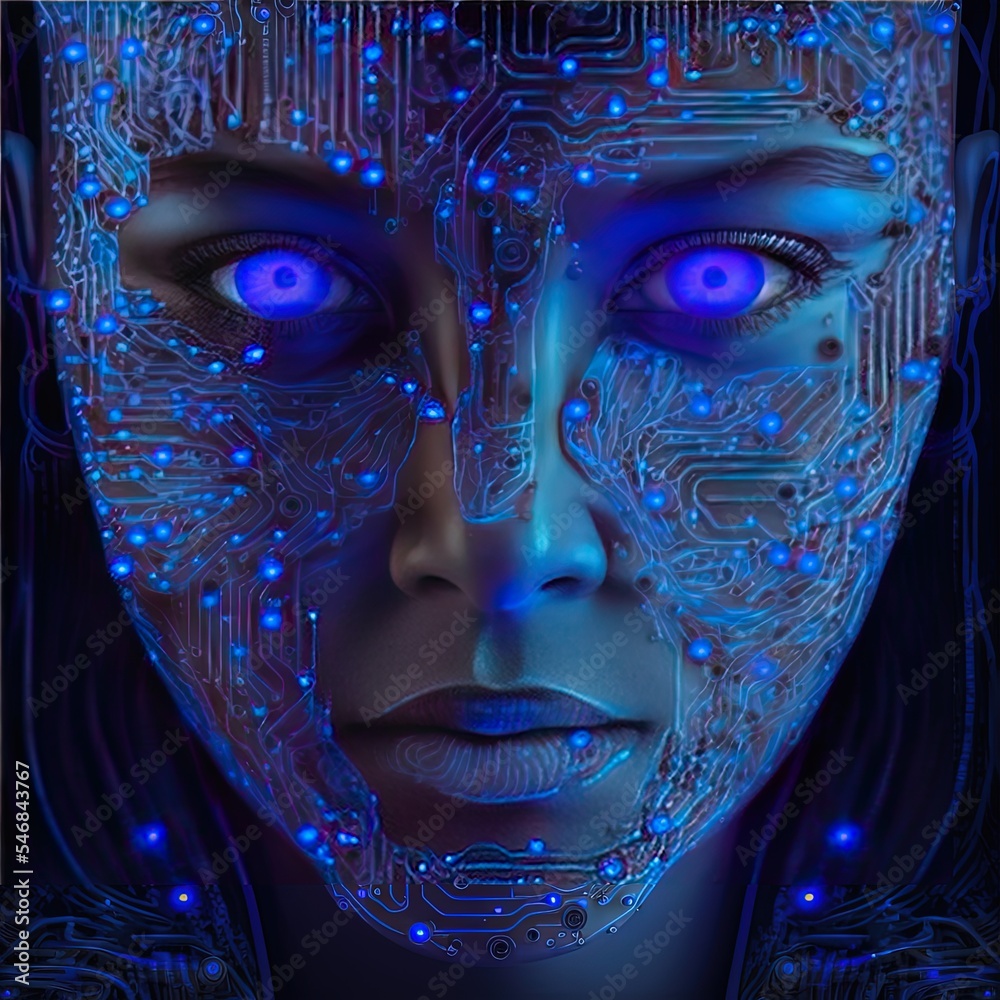 Artificial intelligence virtual woman characters portrait for concept ...