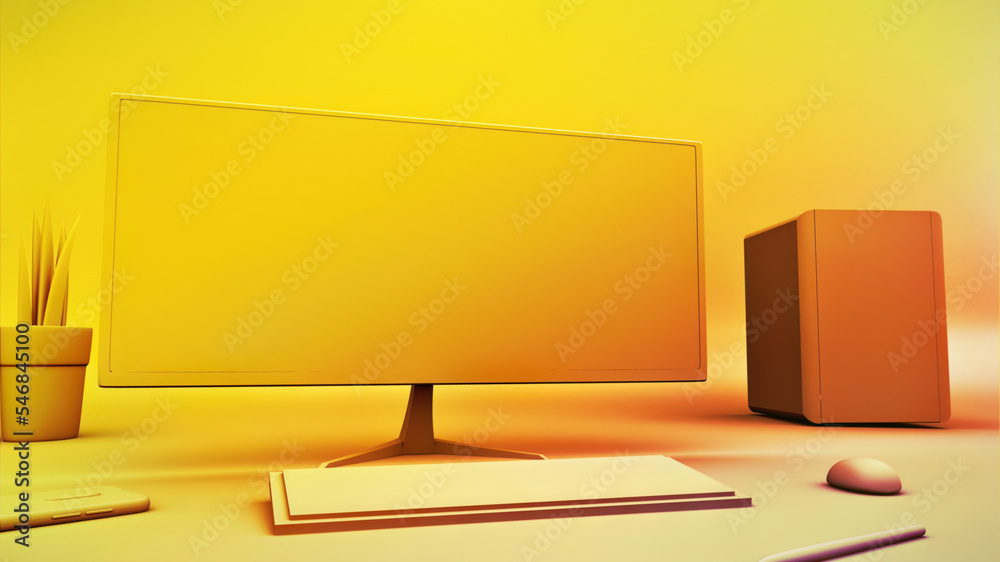 Ultrawide monitor 3D graphics, wallpaper template. An minimal, colorful ...