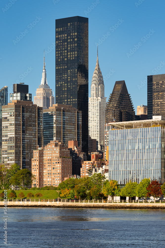 New York City Upper East Side skyscrapers and riverfront views from the ...