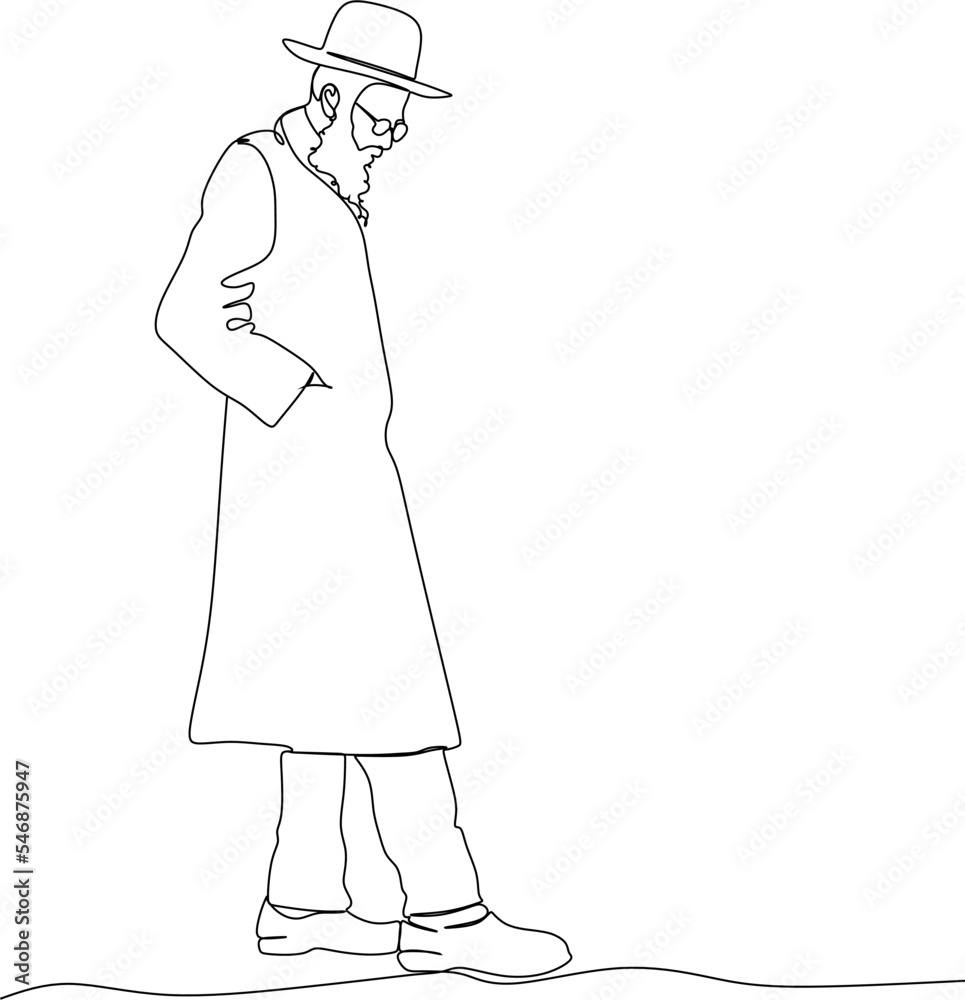 Rabbi icon in trendy design style. Icon of a Jew with a beard, and a ...