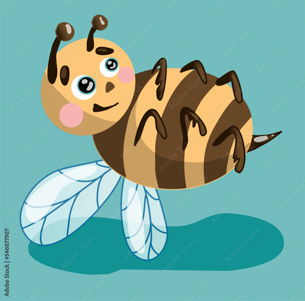 Little cheerful bee. The bee, which is scratching its belly, flips over ...