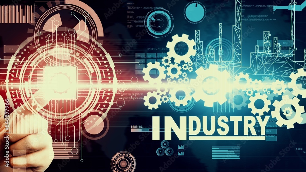 Futuristic industry 4.0 and inventive mechanized engineering concept ...