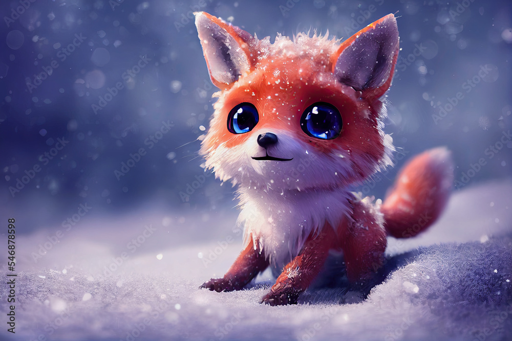 red fox in the snow ai-generated illustration, artificial intelligence ...