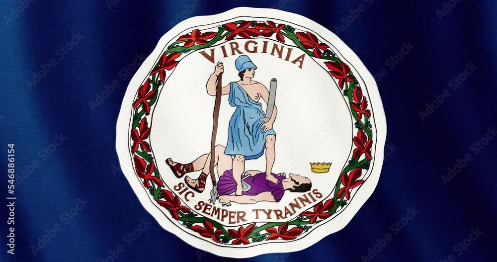 Virginia's flag seamless loop animation. 4k animation background with ...