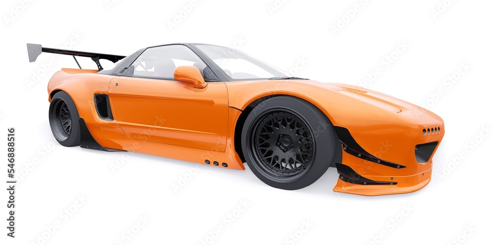 Tokyo. Japan. March 9, 2022. Orange Honda NSX 1992. A tuned version of ...